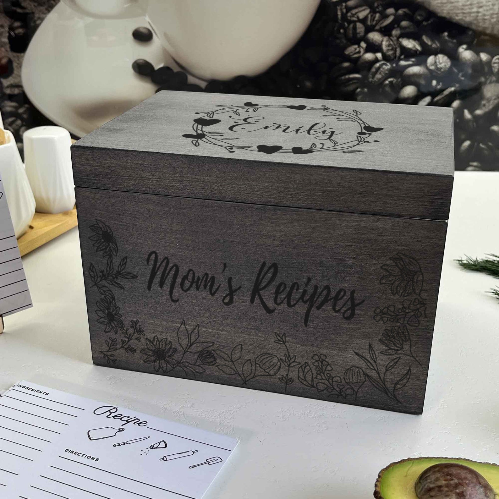 Personalized Recipe Box Engraved Family Recipe Box and Recipe Dividers ...