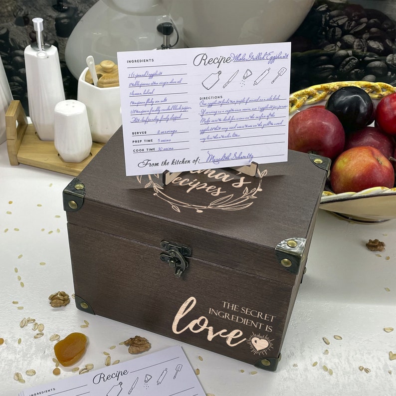 Personalized Recipe Box Engraved Family Recipe Box and Recipe - Etsy