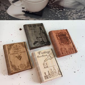 Cocktail Recipe Book Bar Recipe Book Bartender Gift Cocktail Binder Blank Wood Recipe Book ...