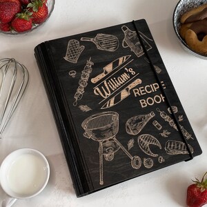 BBQ Recipe Book Wooden Recipe Book Personalized Barbecue Book ...