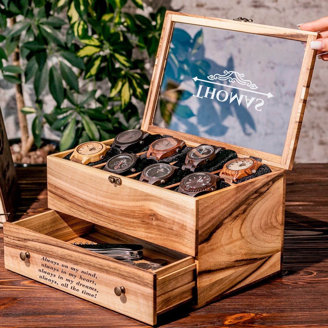 Wood Watch Box Personalized, Anniversary Gift for Best Friend, Dad ...