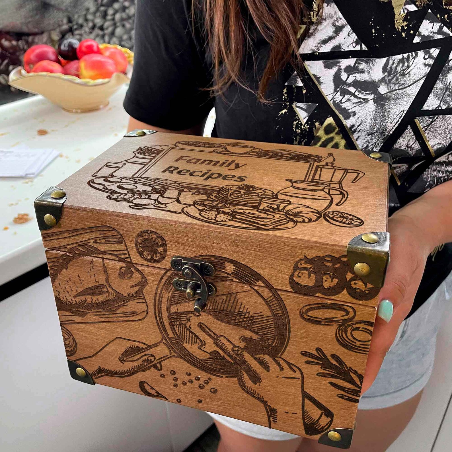 Recipe Box With Dividers, Personalized Recipe Card Box, Wood Custom ...