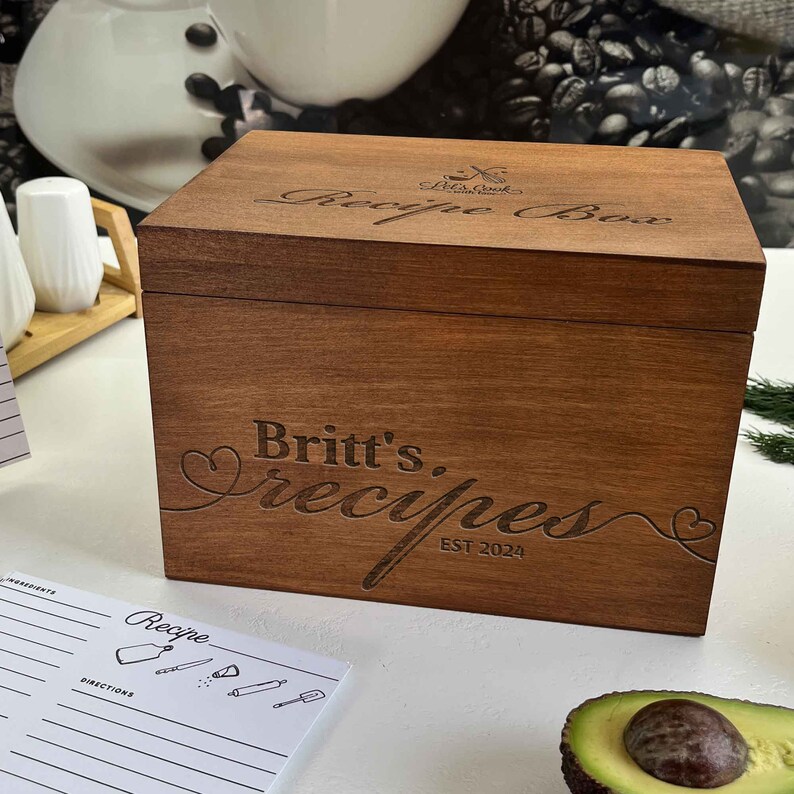 Cook Gift Idea: Personalized Recipe Box With Dividers and Cards 4x6 and ...