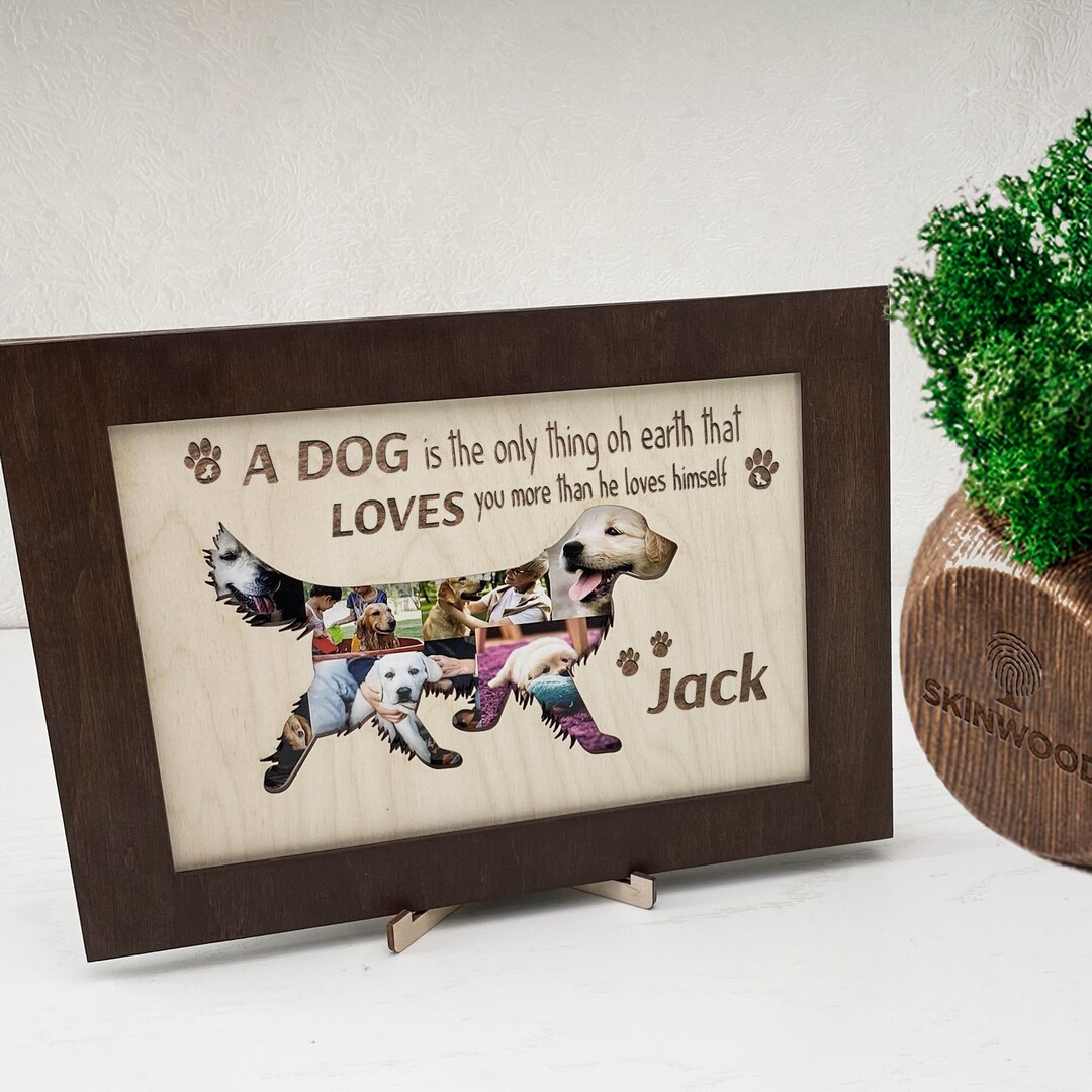 Personalized Pet Name Photo Frame, Custom Photo Dog Memorial Canvas ...