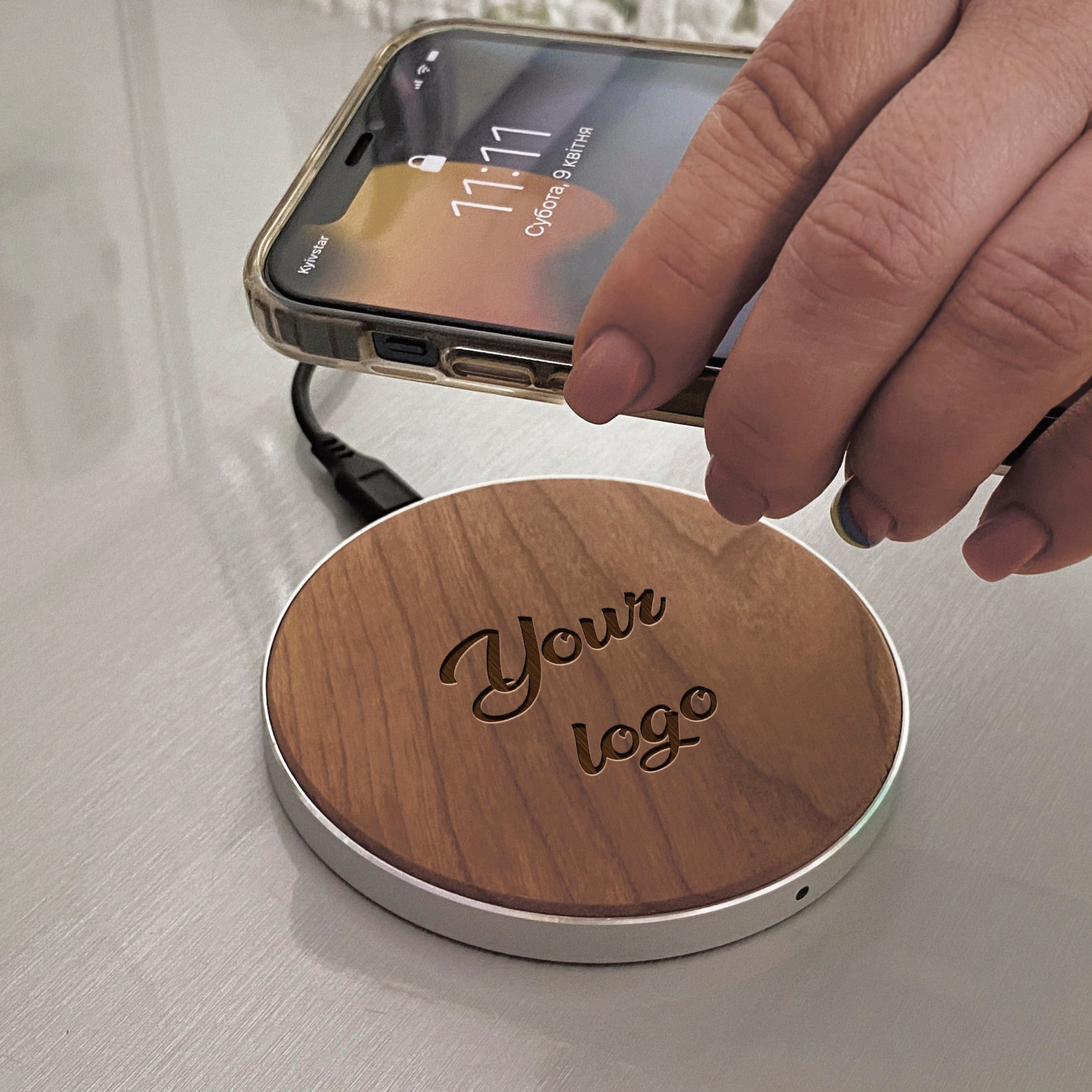 Custom Logo Engraving Wooden Wireless Charger Docking Station - Etsy