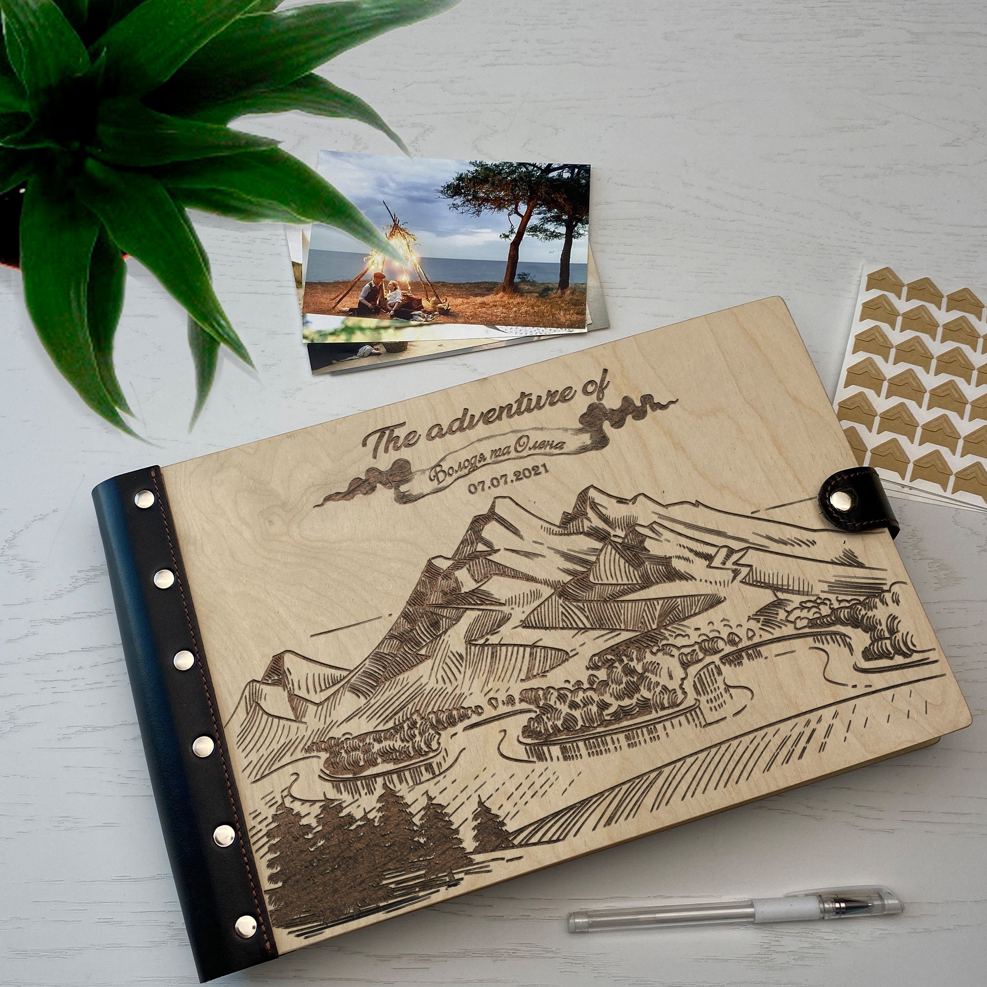 Personalized Travel Scrapbook Wooden Album Wedding Gift Ideas Honeymoon ...