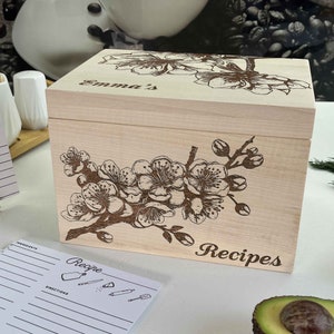 Custom Recipe Card Box 4x6 and 5x7 - Wood Recipe Organizer for Cooks ...