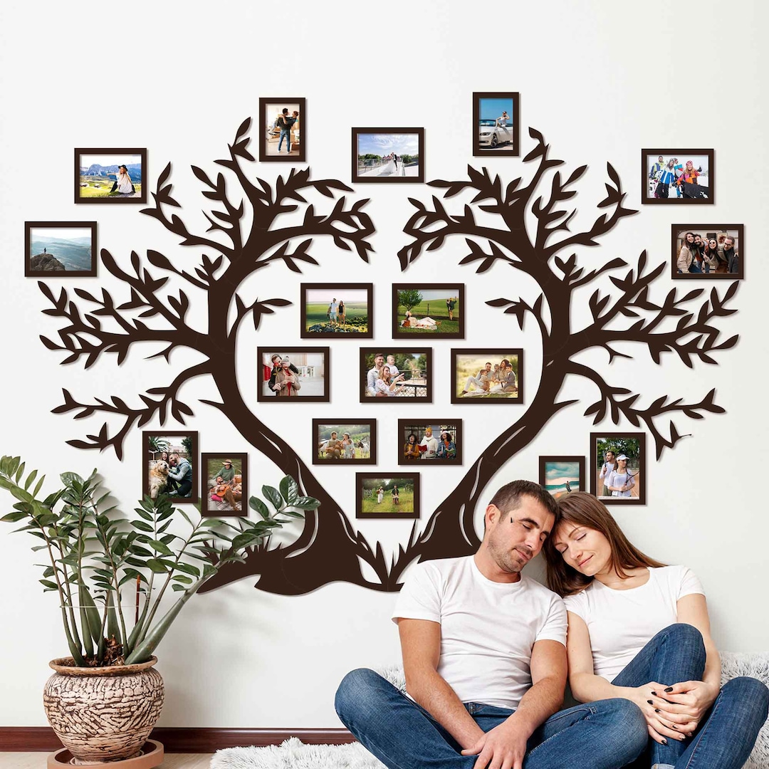 Personalized 3D Family Tree Art With Wooden Photo Frames - Spring Home ...