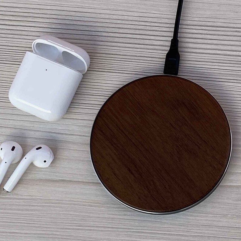 Wireless Charger is Wood Personalized With Custom Text Real - Etsy