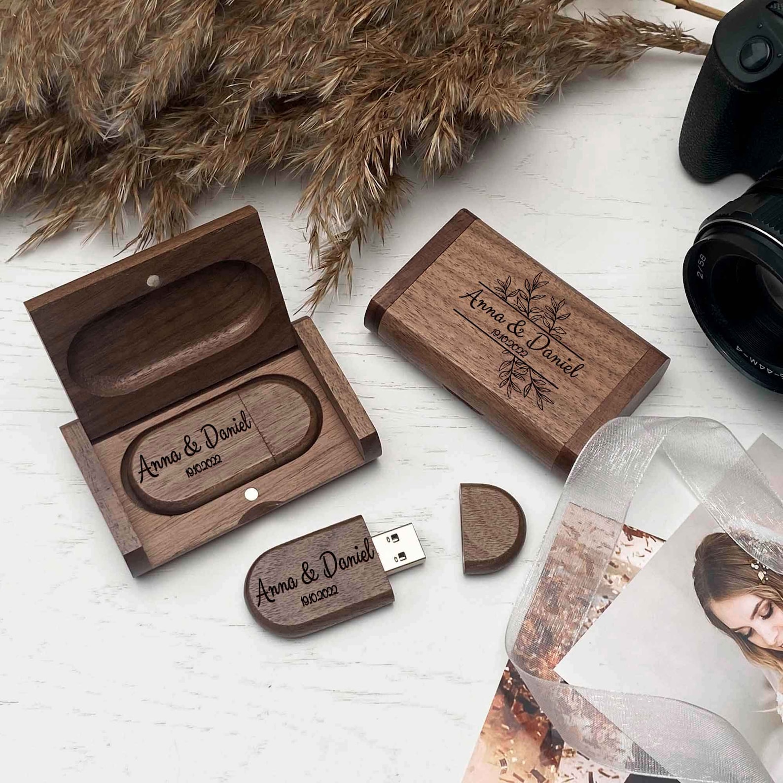 Wedding Flash Drive, Personalized Wooden USB 3.0 Flash Drive, Custom ...