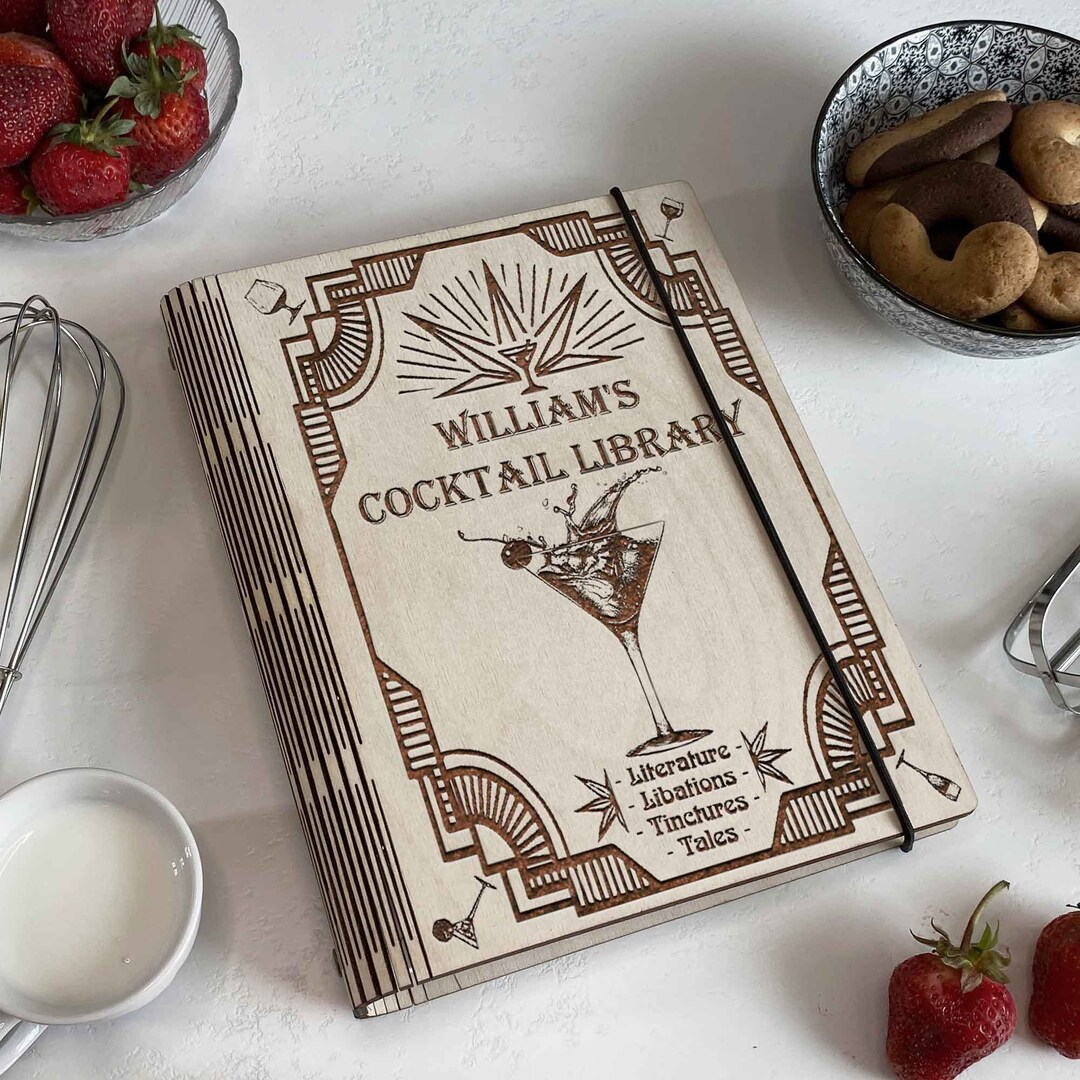 Personalized Wooden Cocktail Recipe Book Custom Bartender Gifts ...