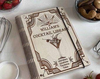 Custom Wooden Cocktail Recipe Book Eco Friendly Cooking Gift | Etsy