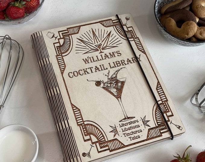 Custom Wooden Cocktail Recipe Book Eco Friendly Cooking Gift Recipe ...