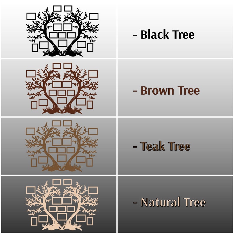 Wooden Family Tree With Photo Frames, Family Tree Art, Large Tree of ...
