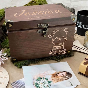 Personalized Wooden Baby Memory Box Engraved Baby Box Newborn Keepsake ...