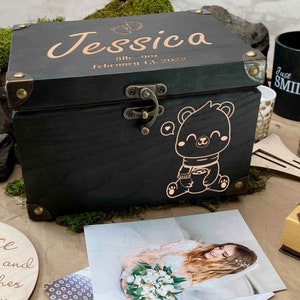 Personalized Wooden Baby Memory Box Engraved Baby Box Newborn Keepsake ...