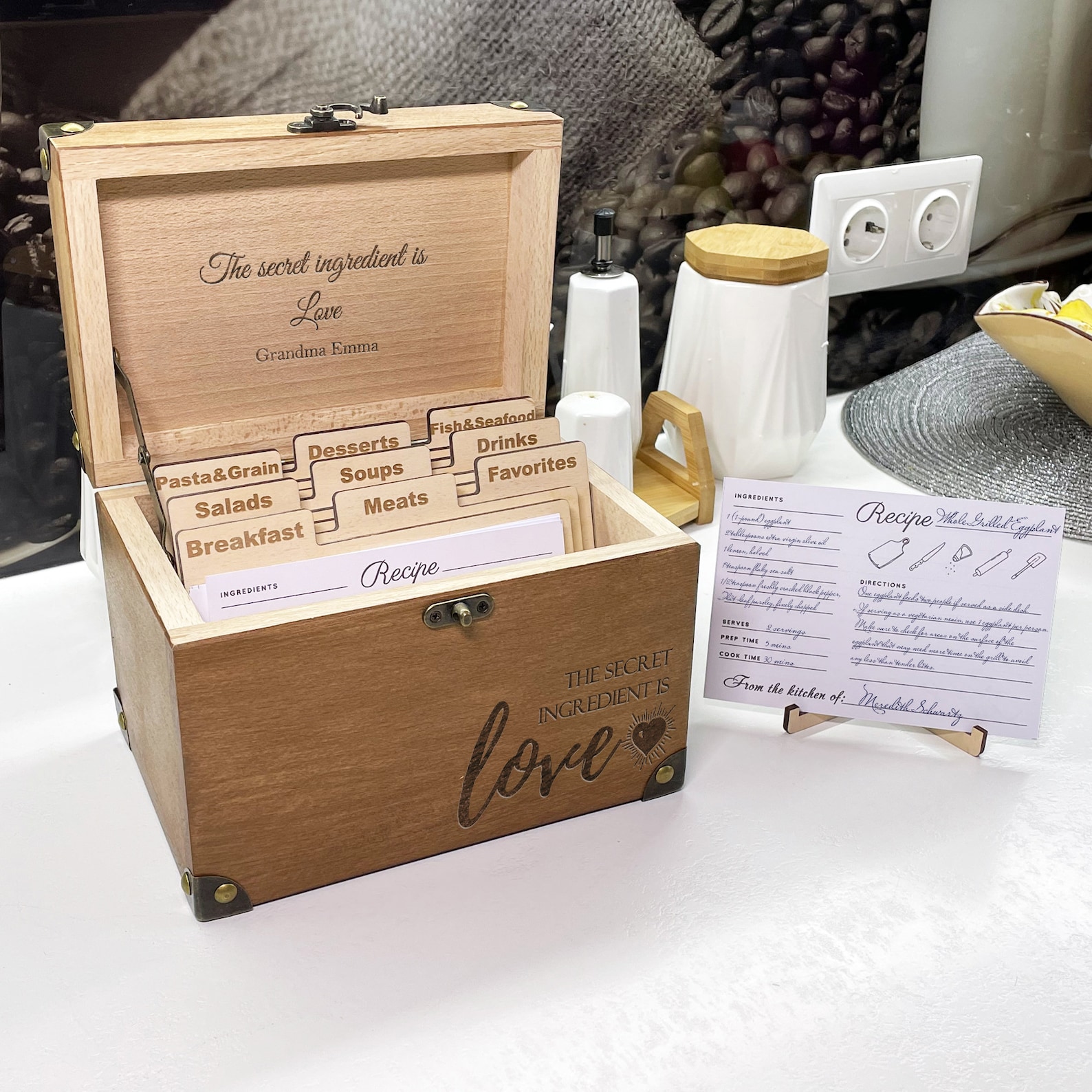 Personalized Recipe Box Engraved Family Recipe Box and Recipe - Etsy