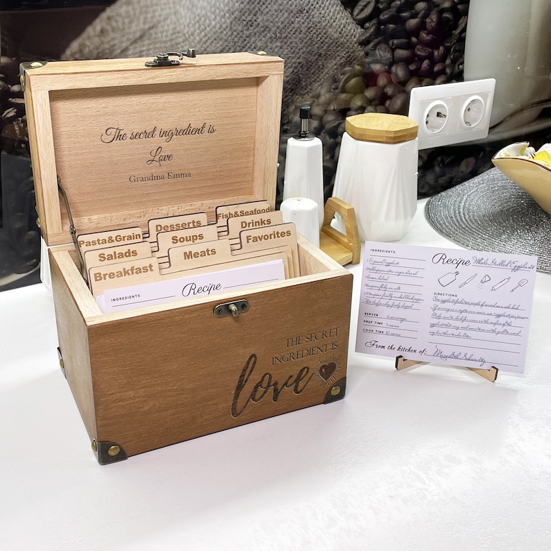Personalized Recipe Box Engraved Family Recipe Box and Recipe - Etsy