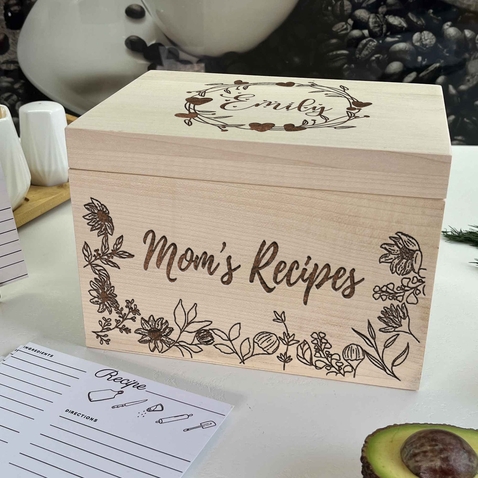 Personalized Recipe Box Engraved Family Recipe Box and Recipe Dividers ...