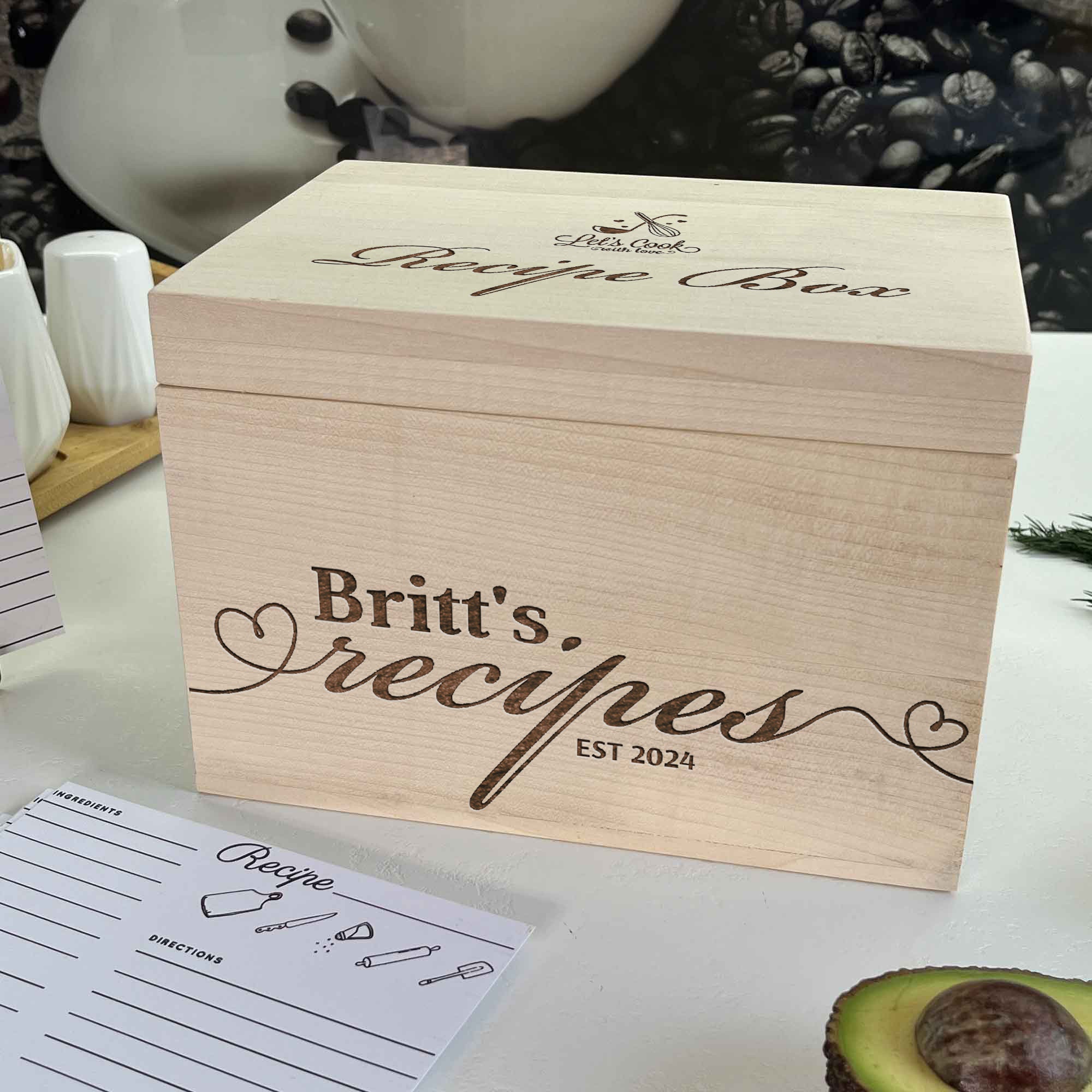 Cook Gift Idea: Personalized Recipe Box With Dividers and Cards 4x6 and ...
