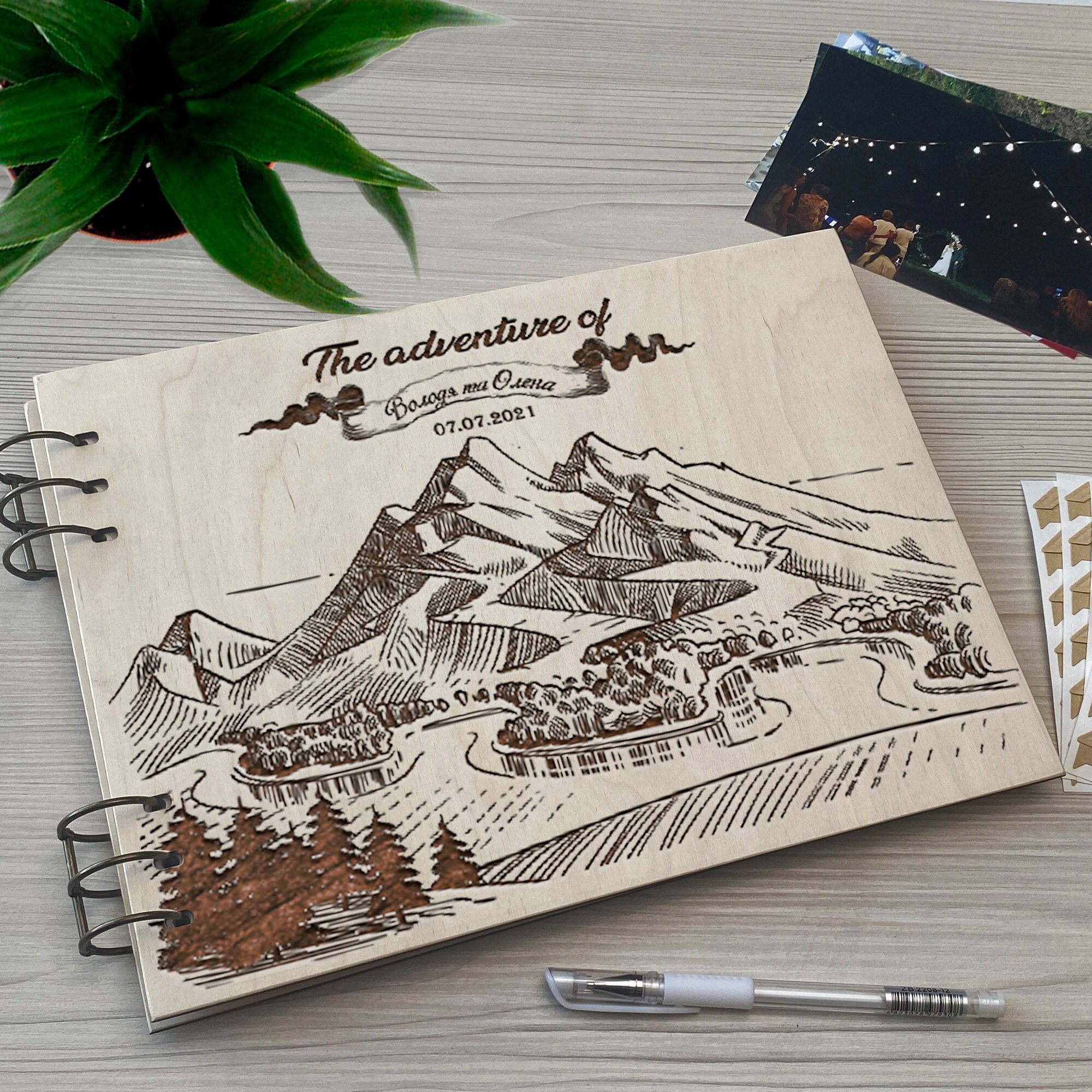 Personalized Travel Scrapbook Wooden Album Adventure Scrapbook - Etsy