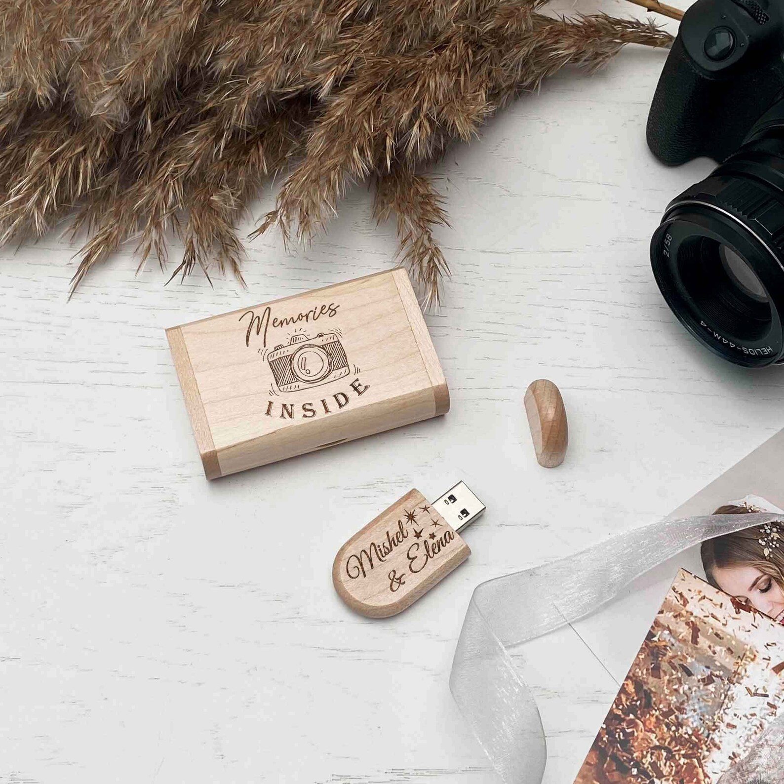 Wooden USB Stick Wood USB Flash Drive Engraved With Logo or Text ...