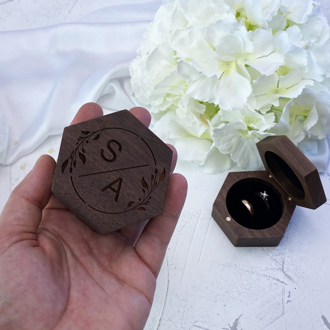 Thin Ring Box, Rotating Engagement Ring Box, Personalized Ring Box ...