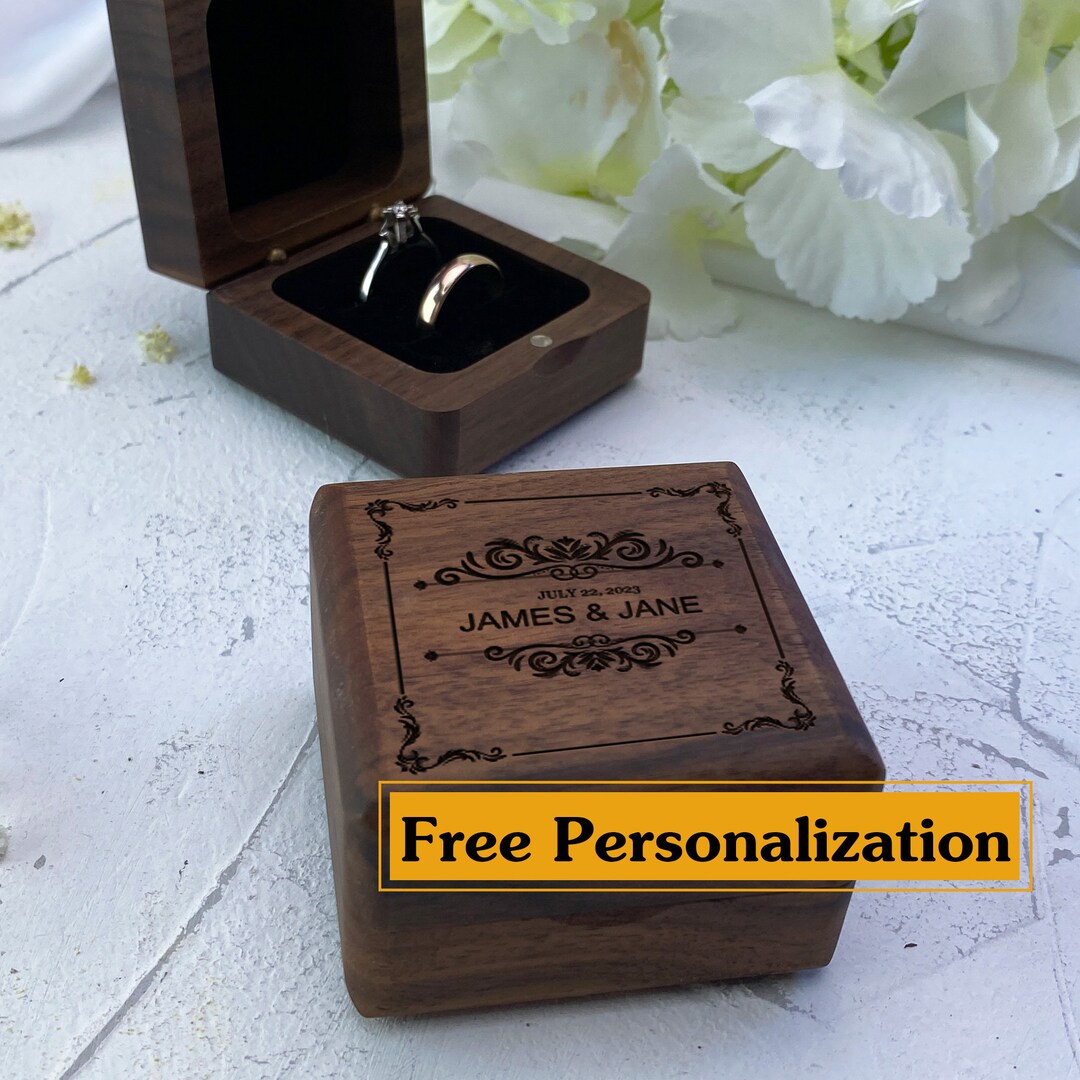 Engraved Sustainable Wood Ring Box: Eco-friendly Wedding Ring and ...