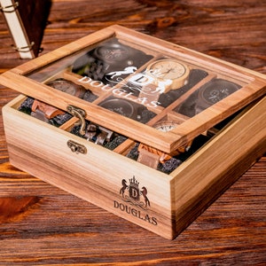 Walnut Watch Box Wooden, Personalized Gifts for Dad, Grooms Watch Box ...