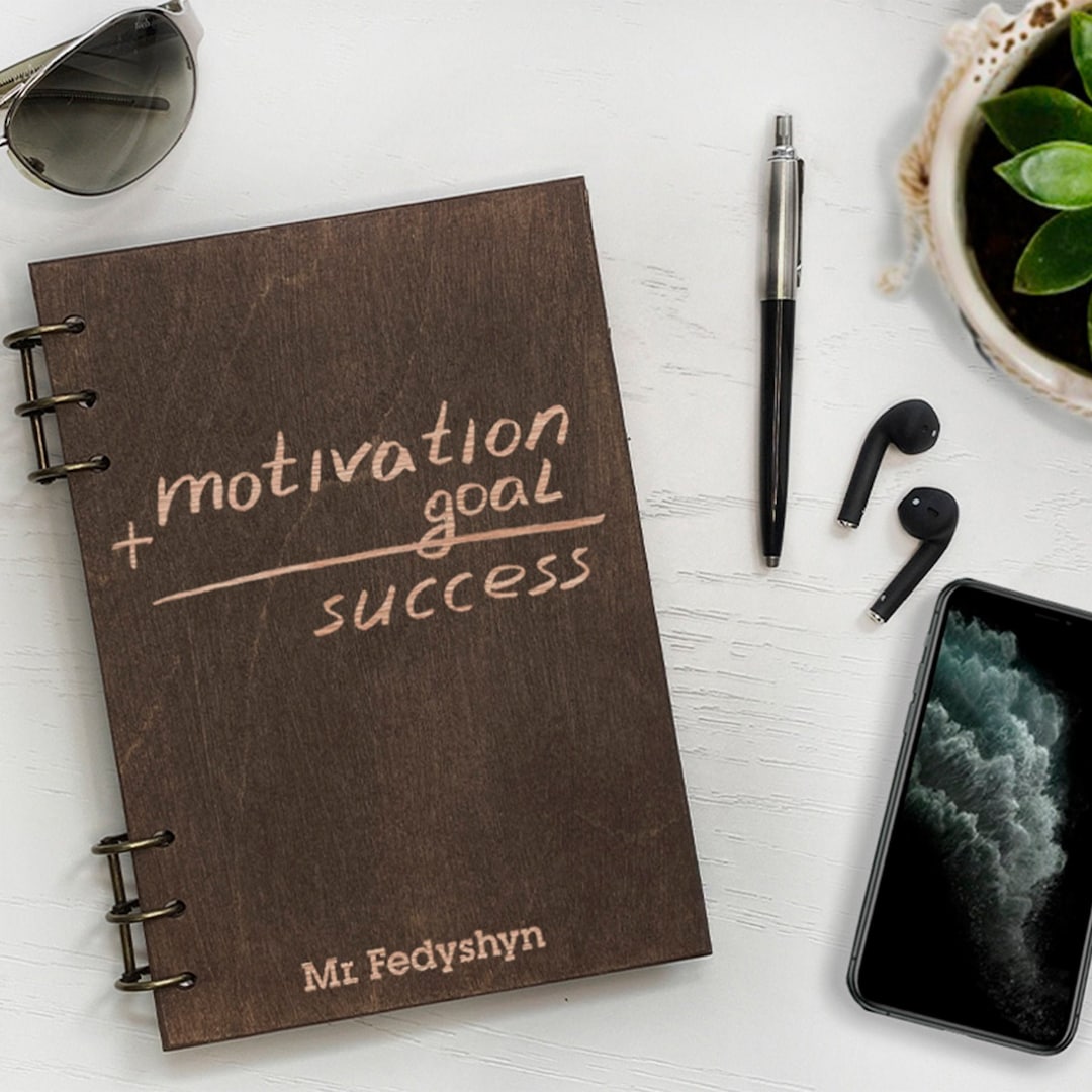 Motivation Planner Custom Engraved Wooden Notebooks Fitness Planner ...