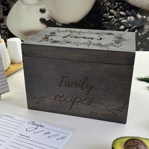 Wood Recipe Card Box - Custom Engraved Recipe Box With Dividers - Etsy