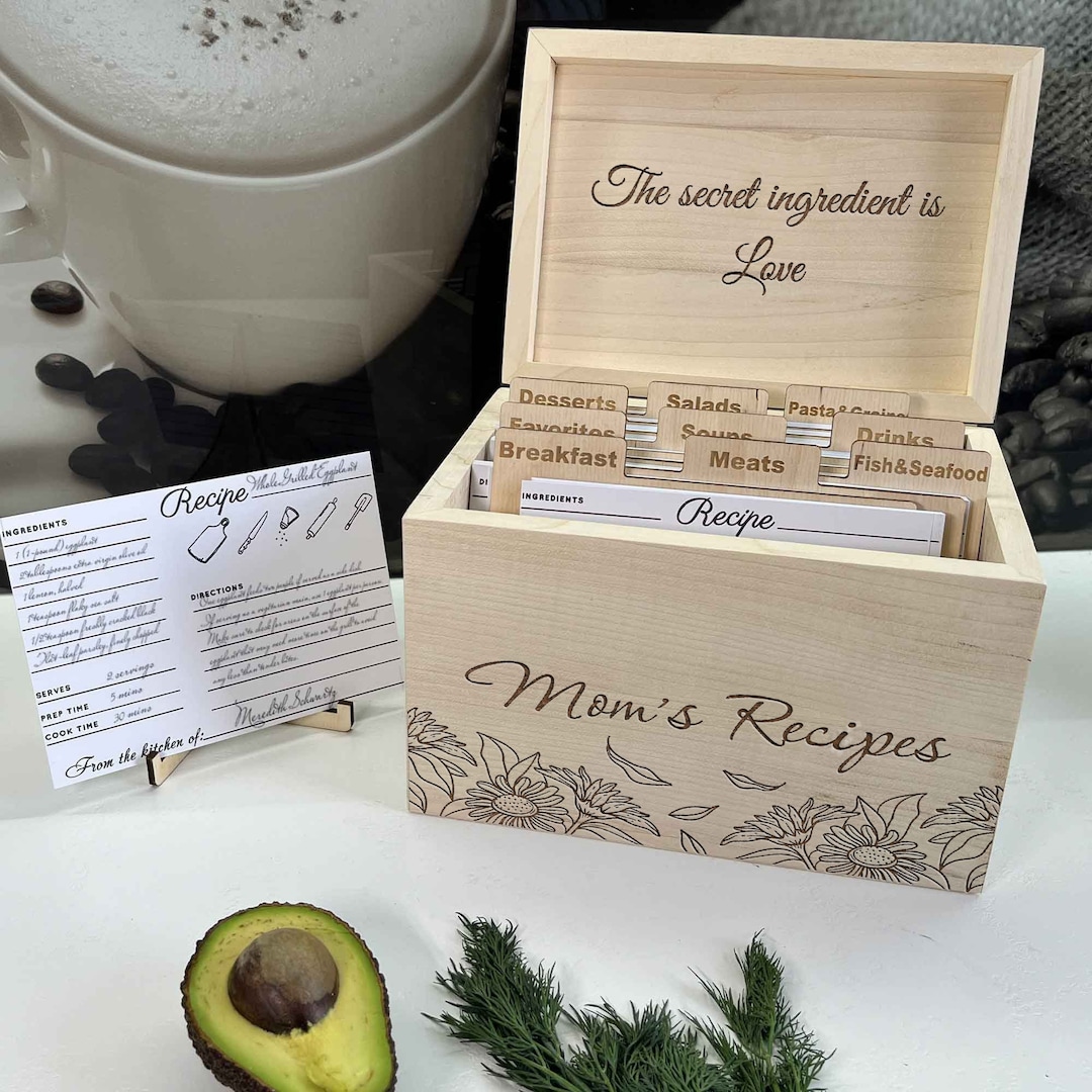 Personalized Recipe Box Engraved Family Recipe Box and Recipe Dividers ...