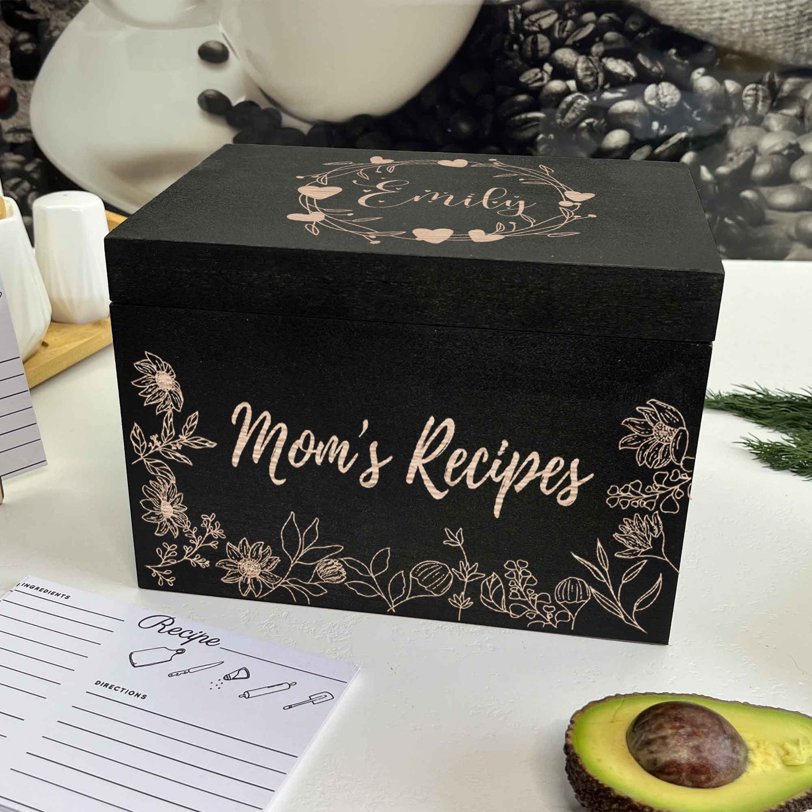 Personalized Recipe Box Engraved Family Recipe Box and Recipe Dividers ...