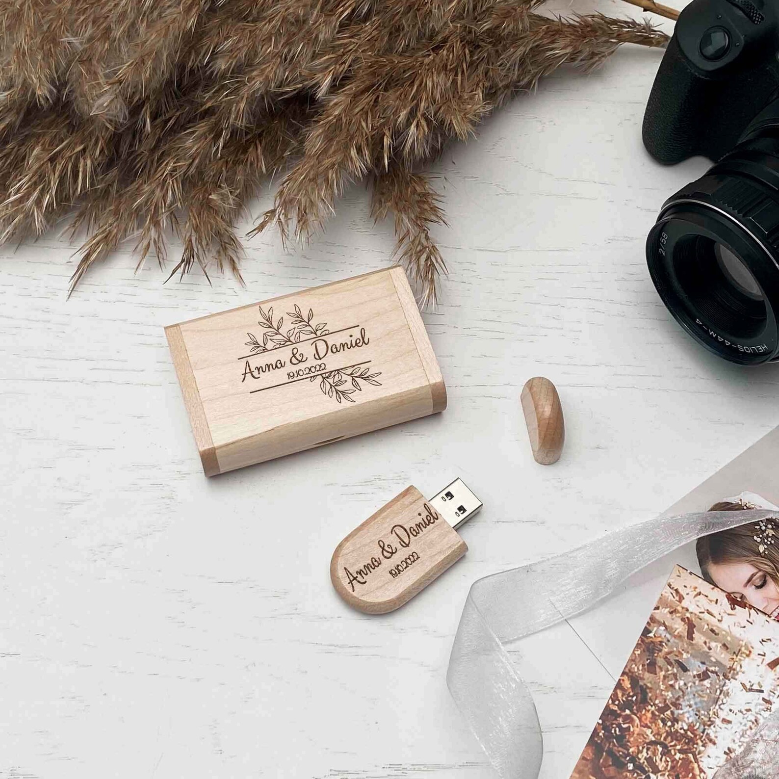 Wedding Flash Drive, Personalized Wooden USB 3.0 Flash Drive, Custom ...