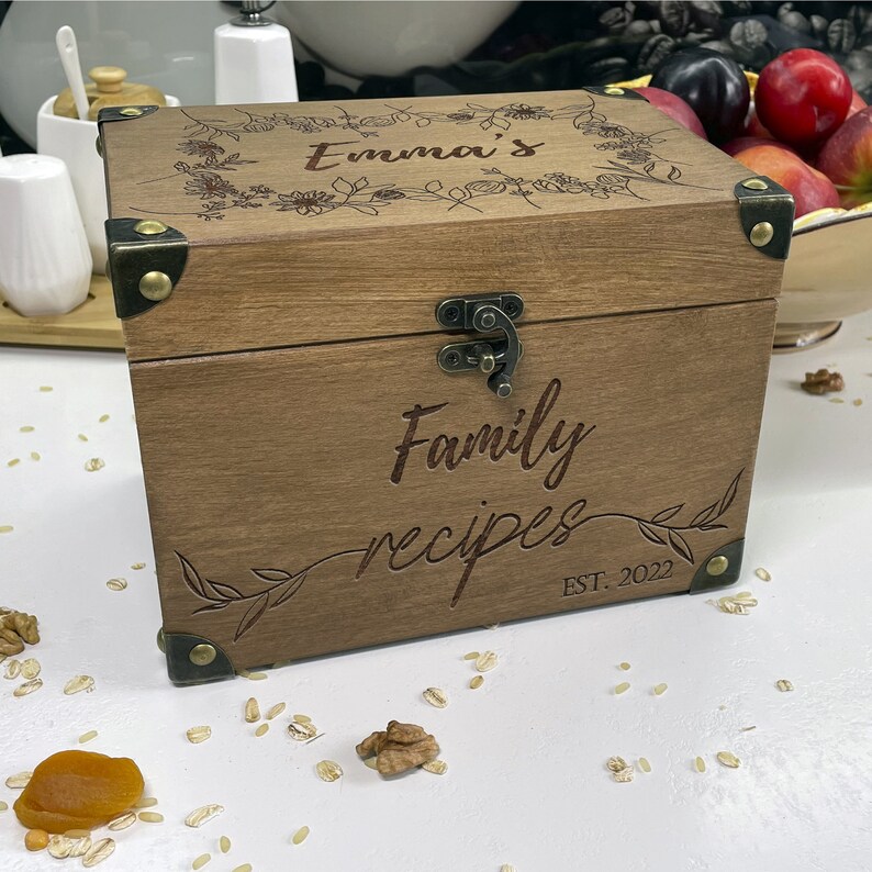 Recipe Card Box With Dividers and Recipe Cards Сustom Engraved - Etsy