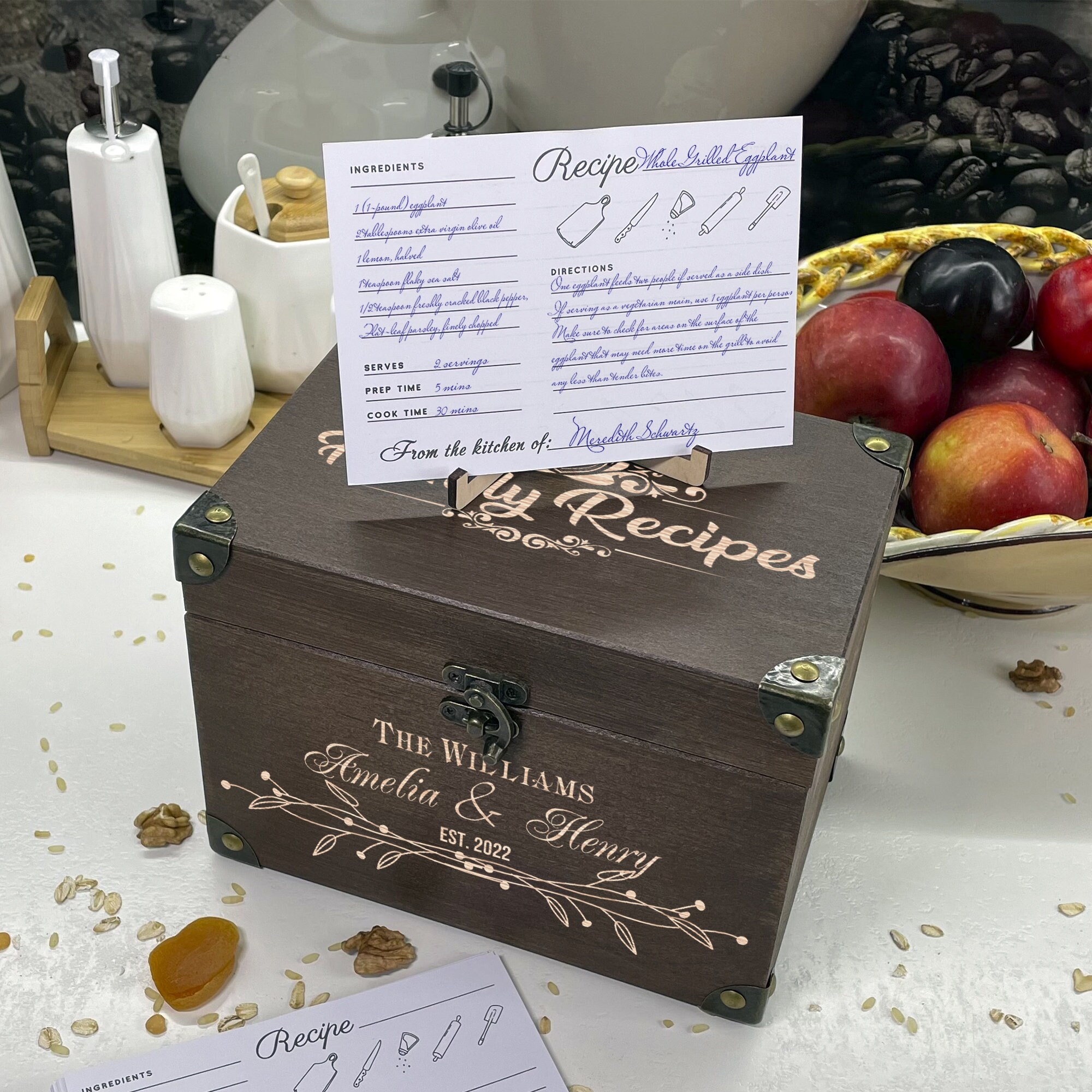 Personalized Recipe Box Family Recipe Cards and Recipe Dividers Kitchen ...