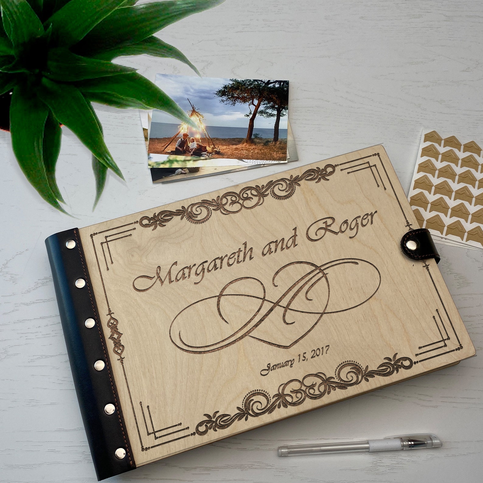 Wood Photo Album Rustic Photo Album Custom Wedding Album - Etsy