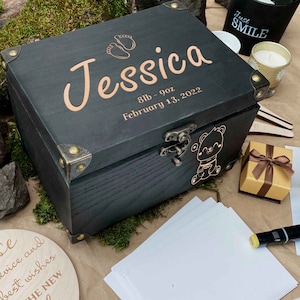 Personalized Wooden Baby Memory Box Engraved Baby Box Newborn Keepsake ...