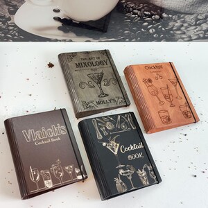 Cocktail Recipe Book Bar Recipe Book Bartender Gift Cocktail Binder Blank Wood Recipe Book ...