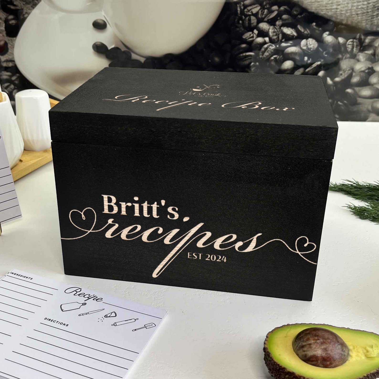 Cook Gift Idea: Personalized Recipe Box With Dividers and Cards 4x6 and ...