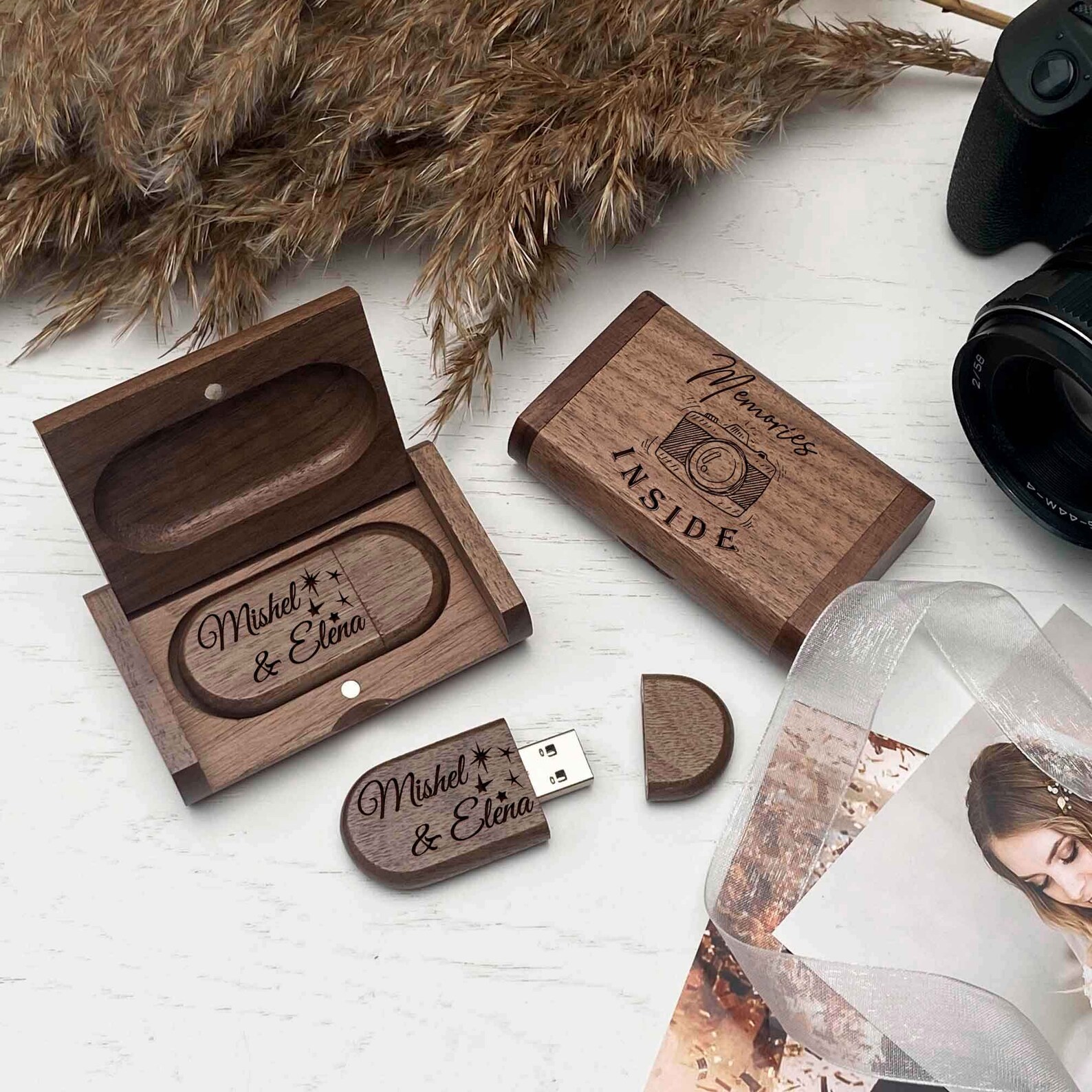 Wooden USB Stick Wood USB Flash Drive Engraved With Logo or Text ...
