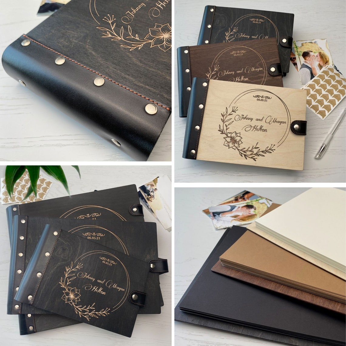 Wedding Gift Ideas, Wedding Photo Album, Rustic Wedding Album, Wood ...