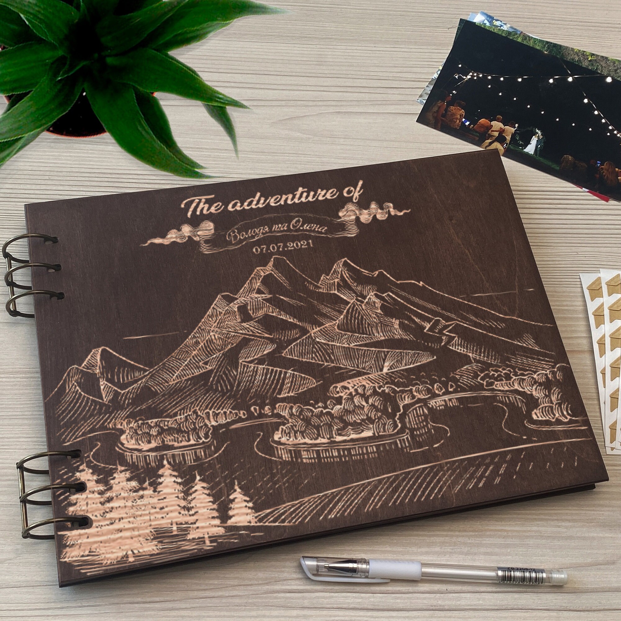 Personalized Travel Scrapbook Wooden Album Adventure Scrapbook - Etsy
