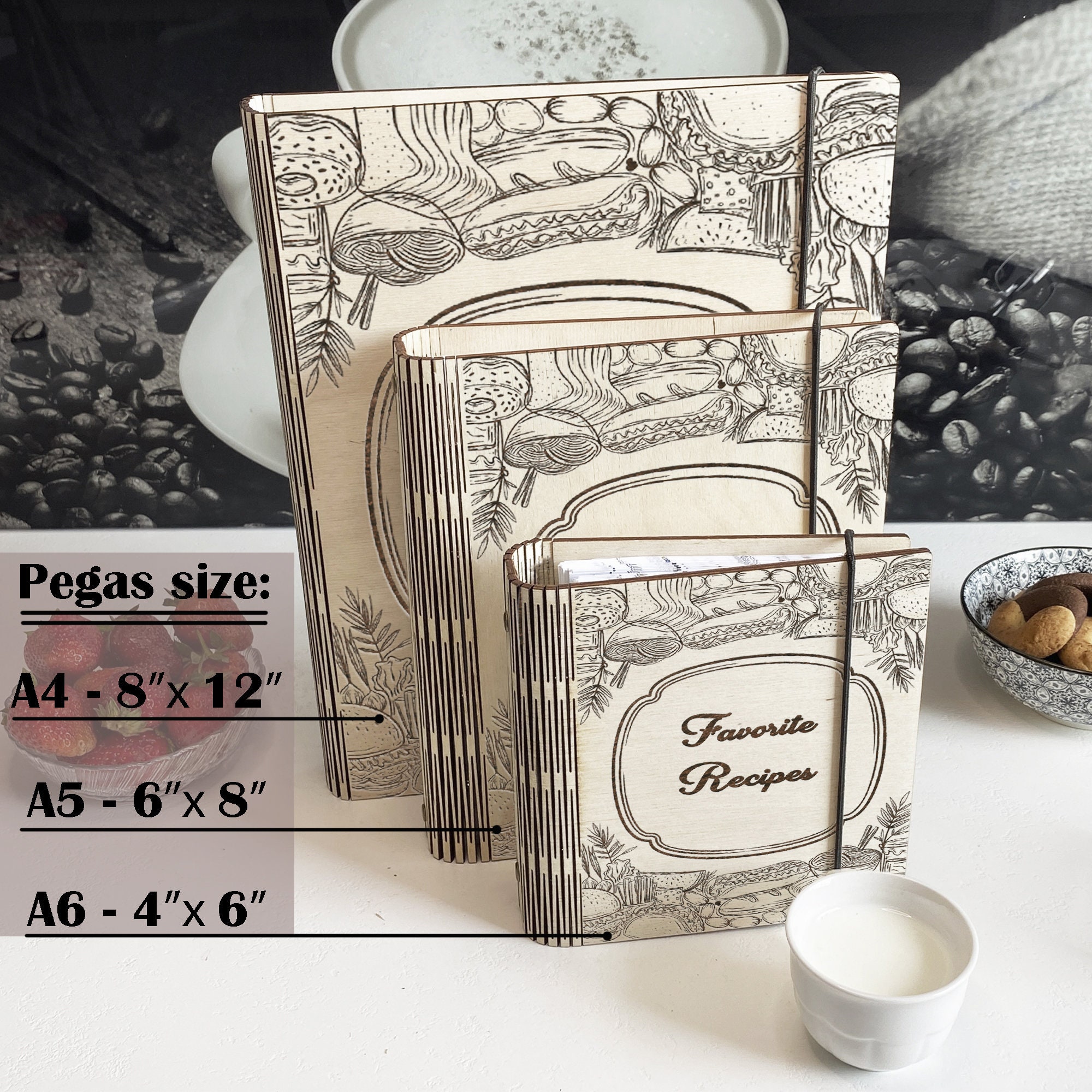 Wood Personalized Journal With Recipe Pages Gift For Wife | Etsy