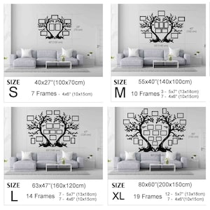 Wooden Family Tree With Photo Frames, Family Tree Art, Large Tree of ...
