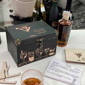 Personalized Wooden Cocktail Recipe Box Custom Bartender Gifts, Cooking ...