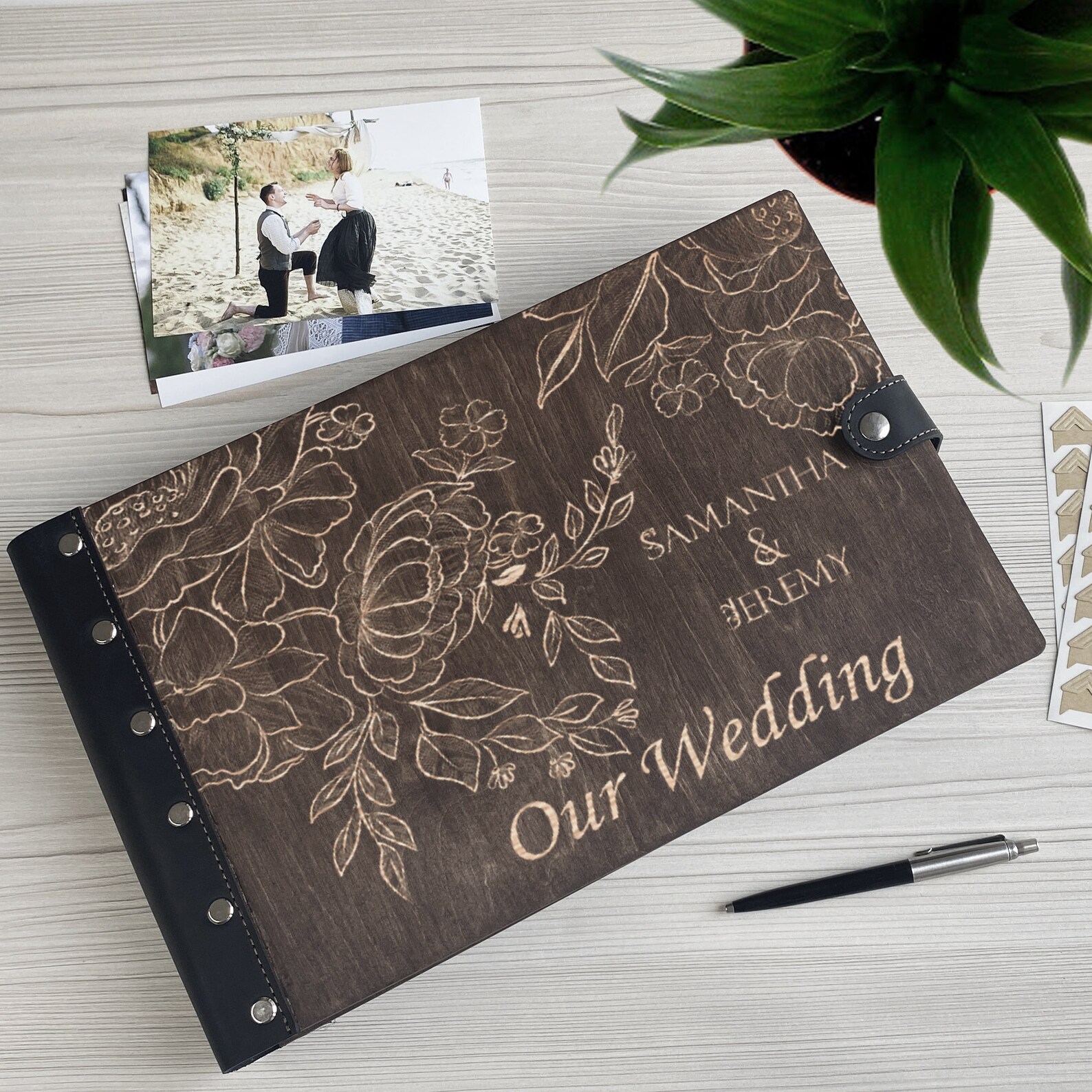 Our Wedding Photo Album Save the Date Personalized Wood - Etsy