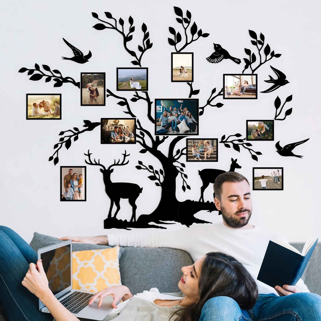 Custom Family Tree Wall Collage: Photo Frames & Tree of Life Design ...