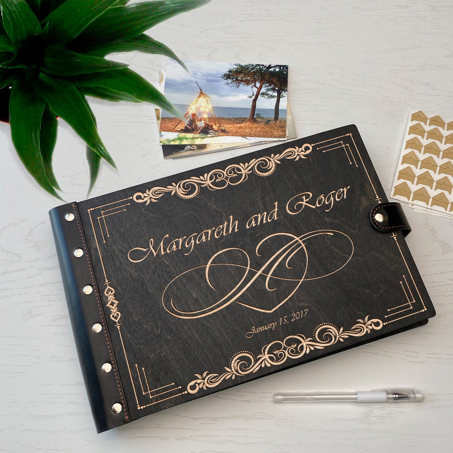 Wood Photo Album Rustic Photo Album Custom Wedding Album - Etsy