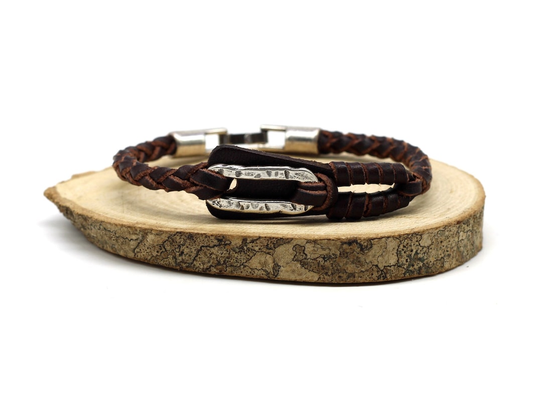 Pulsera Trenzada De Cuero, Pulseras De Cuero, Regalos Para Hombre ...